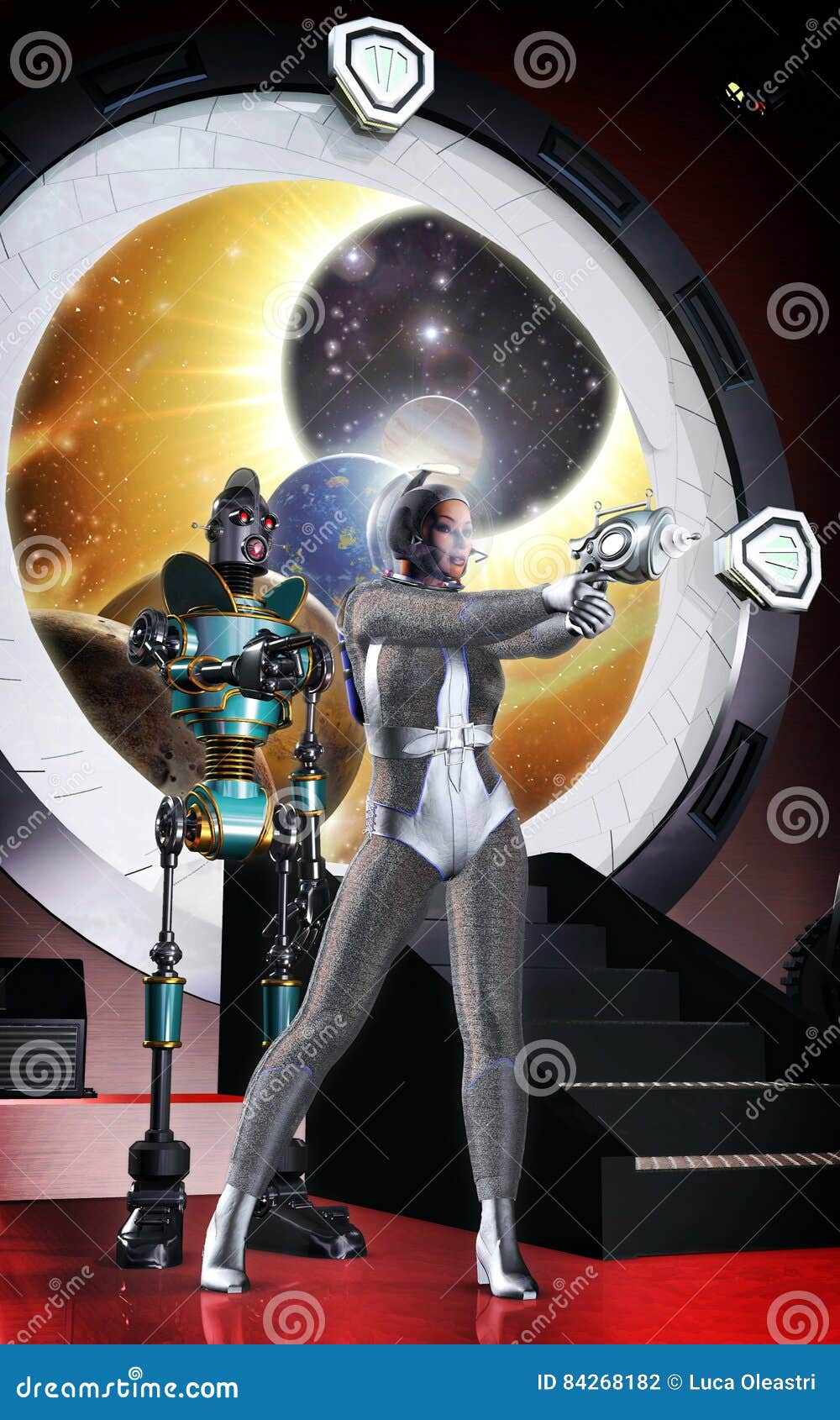 Futuristic Girl In Space Suit Painted Royalty-Free Illustration ...