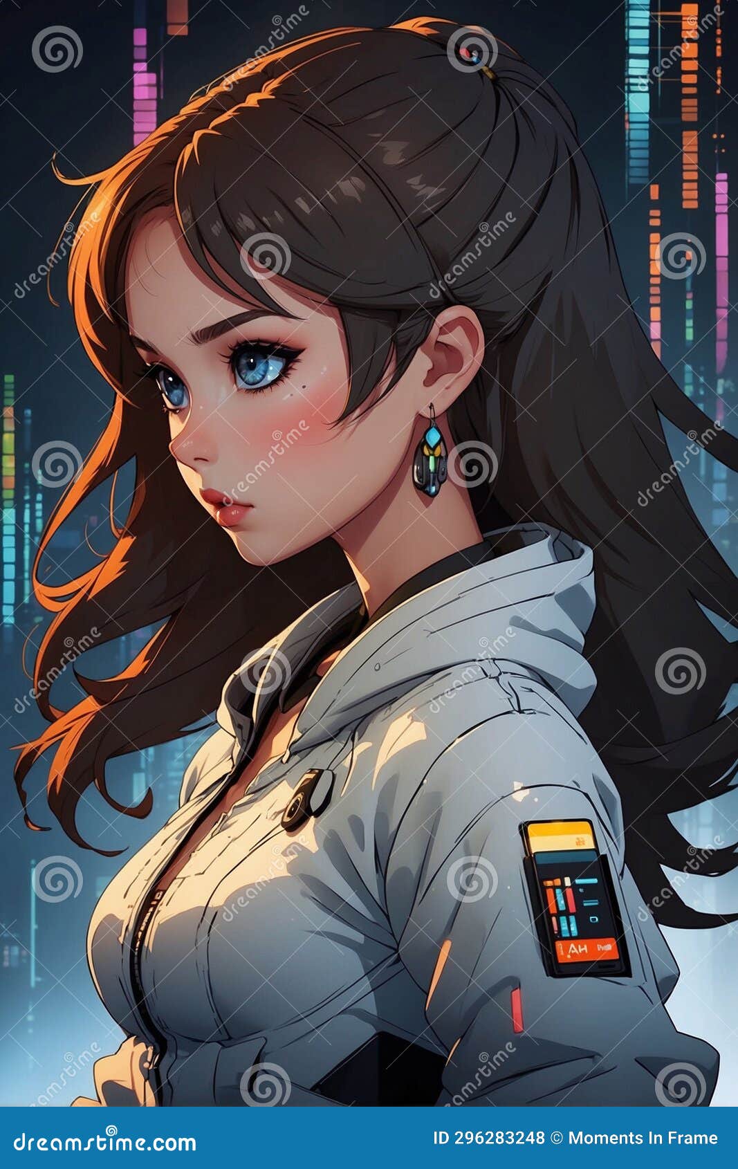 Futuristic Girl Traveler. Woman Astronaut In Spacesuit With Travel Bag ...