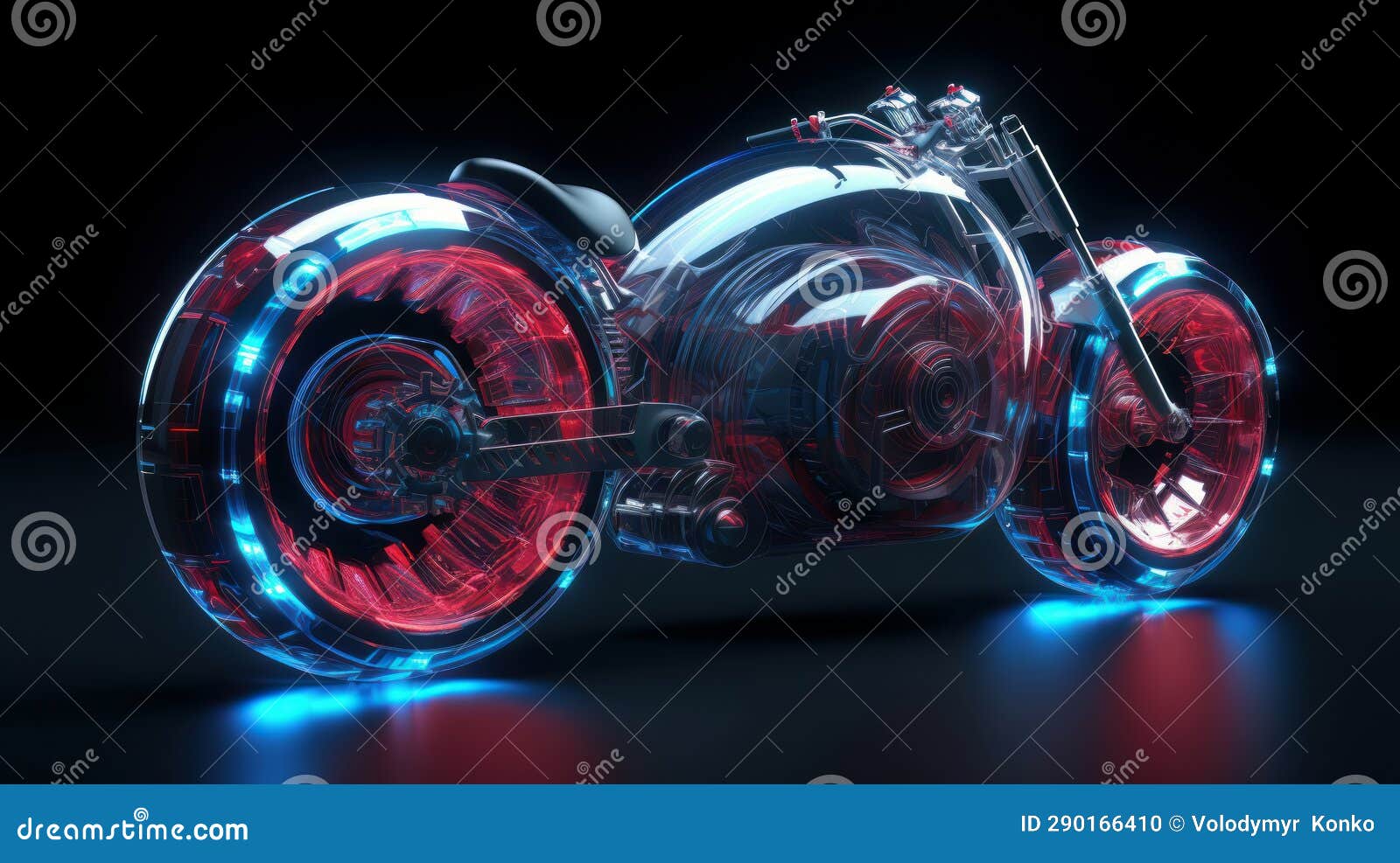 Futuristic Glass Motorcycle with Massive Wheels. Generative Ai Stock ...