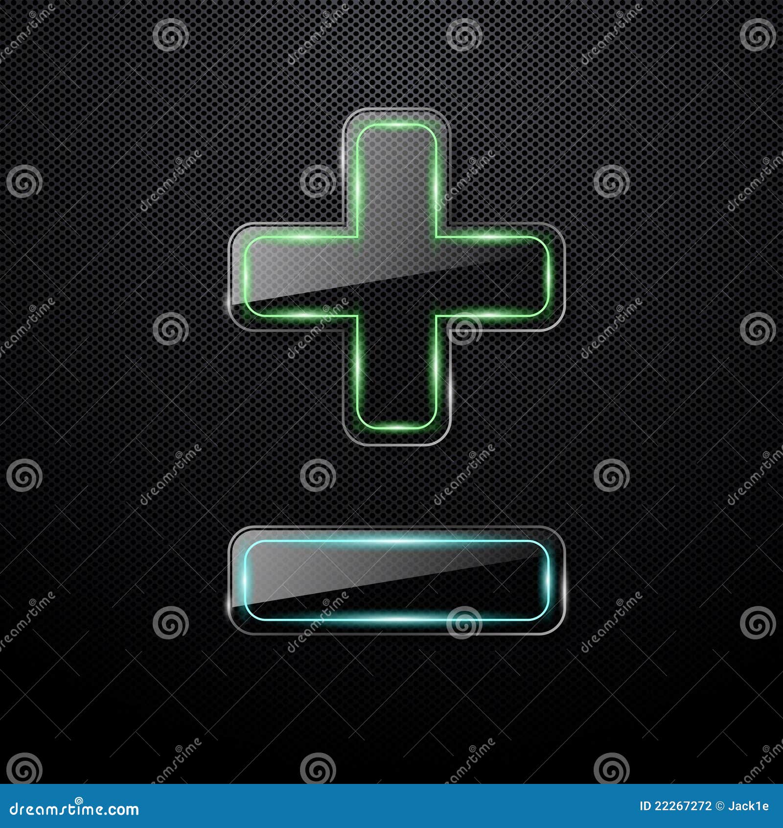 Futuristic Glass Plus and Minus Signs Stock Vector - Illustration of ...