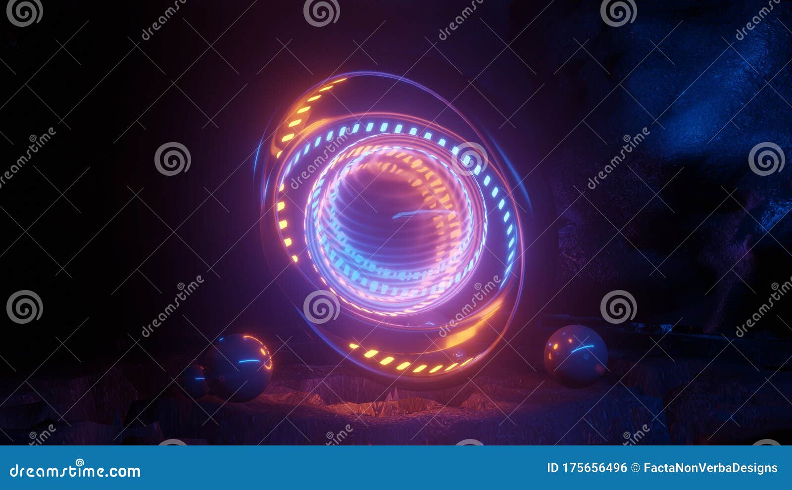 Futuristic Glass Sphere in a Cave 3d Rendering Illustration Stock ...