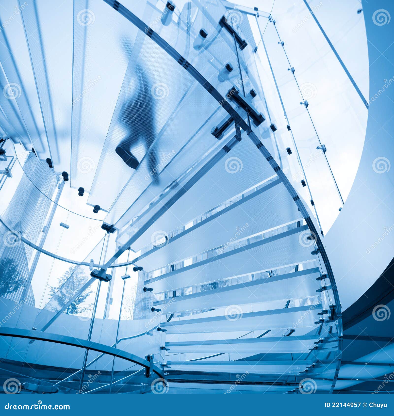Futuristic glass staircase stock image. Image of design - 22144957