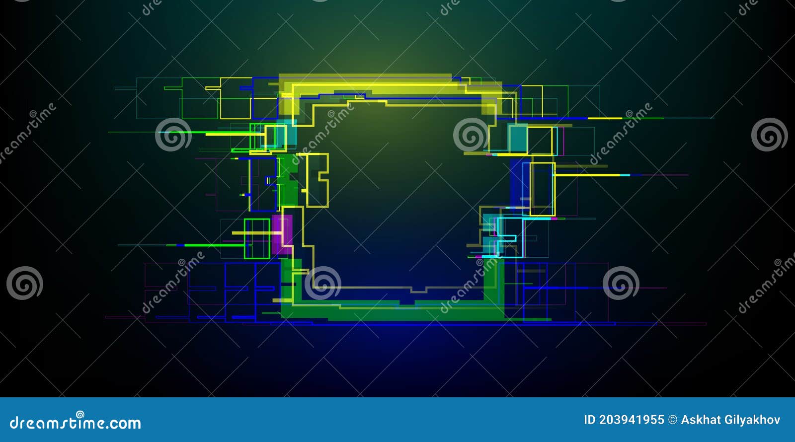 Futuristic Glitch Rectangle in Cyberpunk Style. Modern Glowing Geometry ...