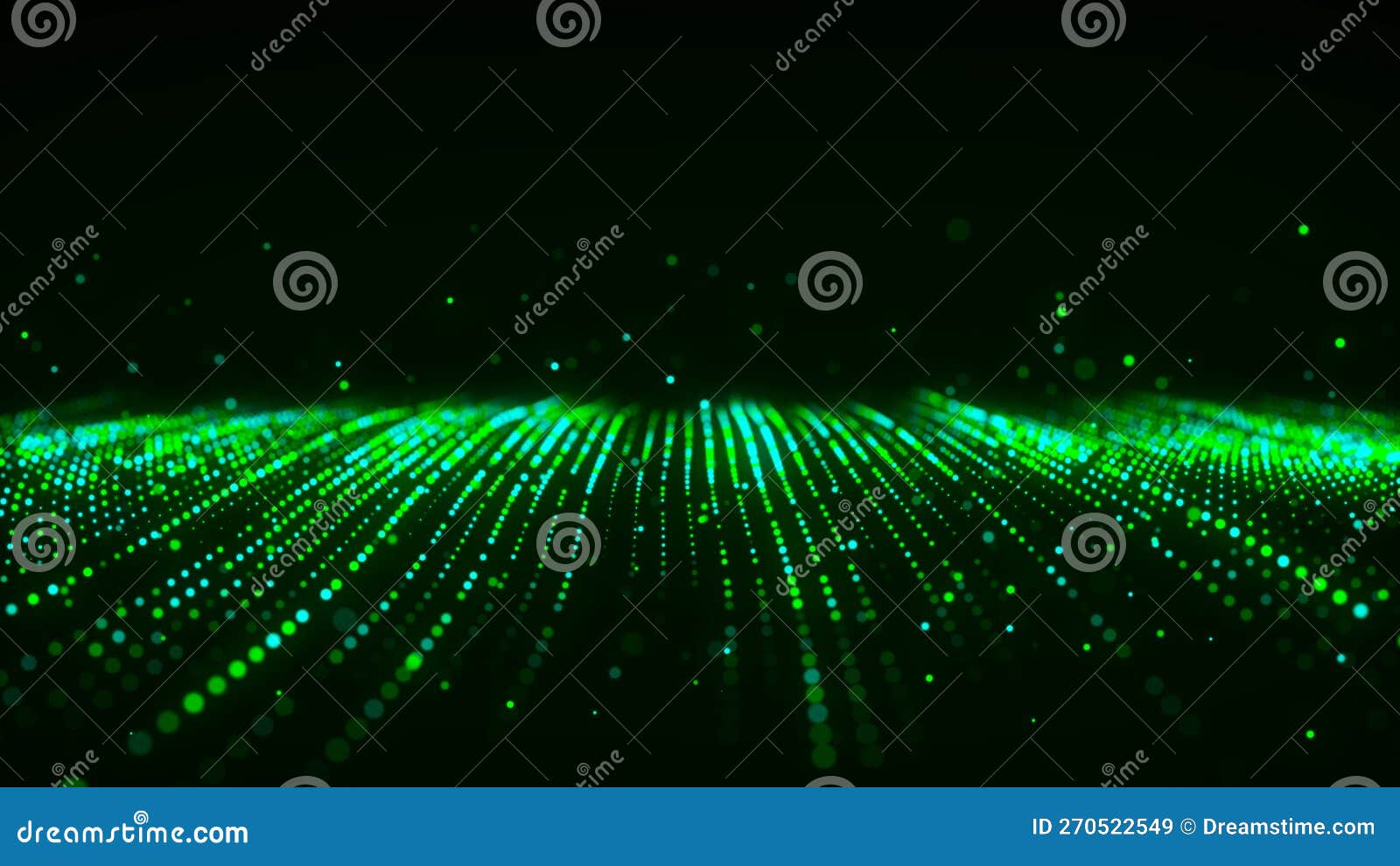 Futuristic Glitter Green Wave. Technology Glow Wave. Flow of Digital ...