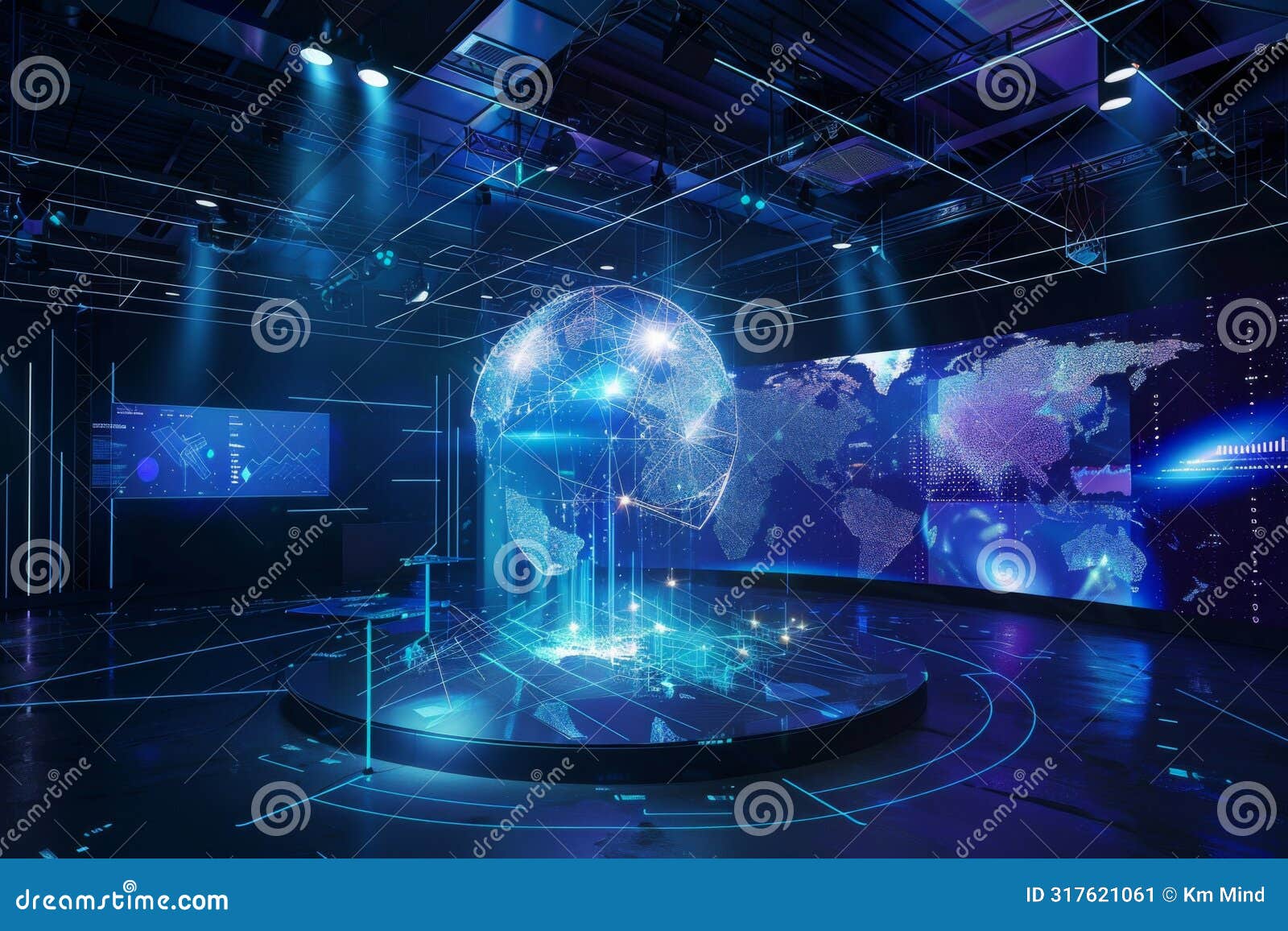Futuristic Global Command Center with Digital World Map Stock ...