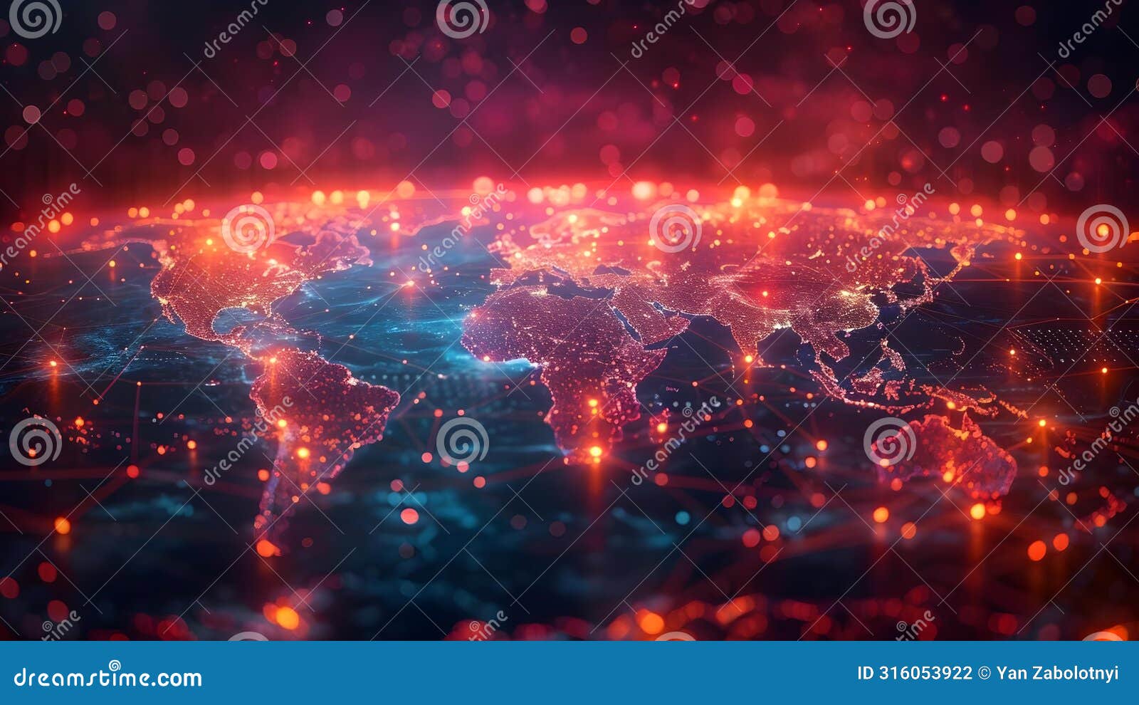 Futuristic Global Map on Dark Background Showcasing World Connectivity ...