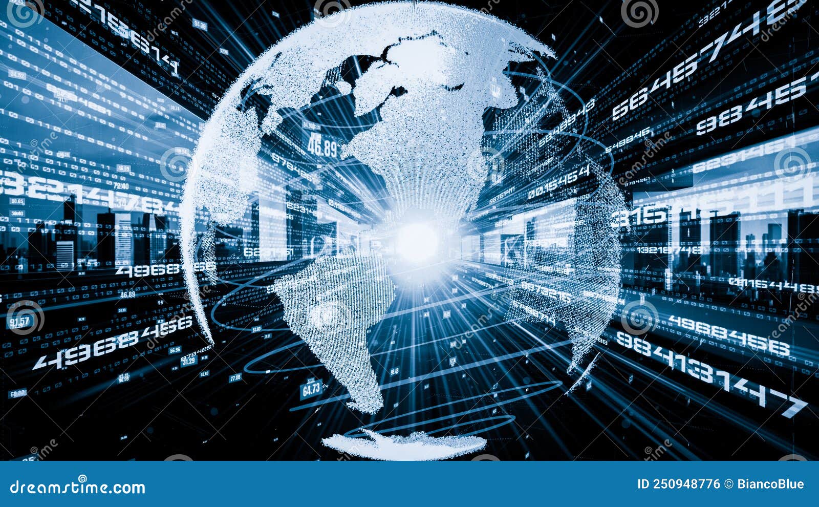 Futuristic Global Network and Tacit Digital Data Transfer 3D Graphic ...