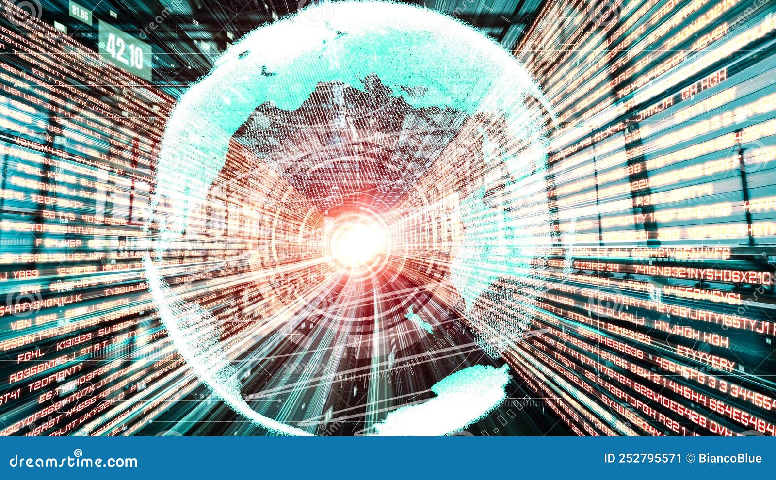 Futuristic Global Network and Tacit Digital Data Transfer 3D Graphic ...