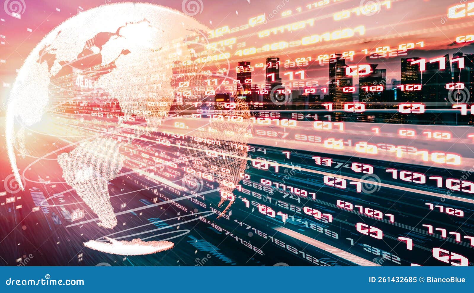 Futuristic Global Network and Tacit Digital Data Transfer 3D Graphic ...