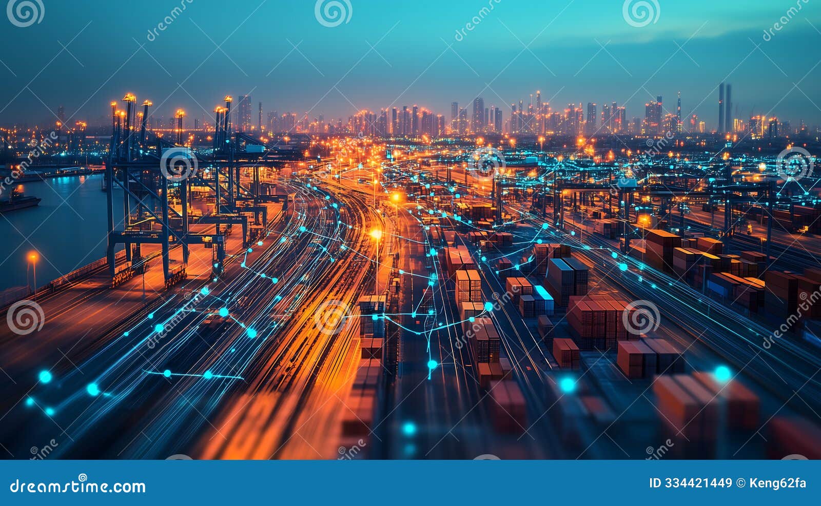Futuristic Global Port Logistics System with Digital Data Visualization ...