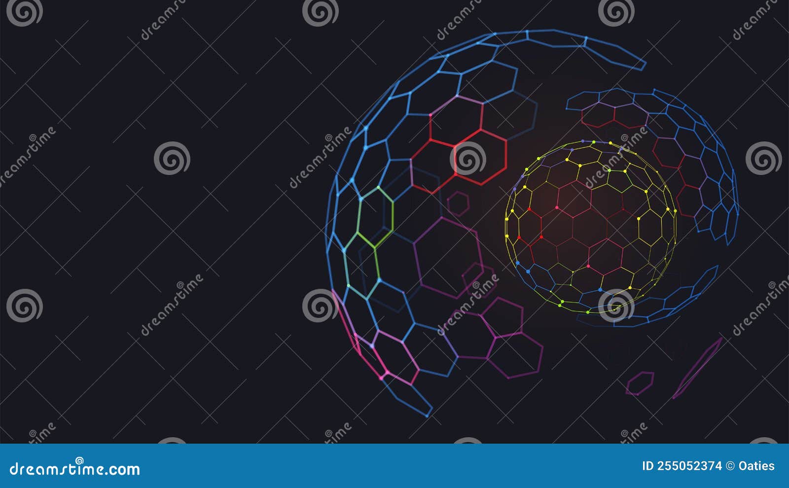Futuristic Globe Data Network Hexagonal Science Background Stock Vector - Illustration of ...