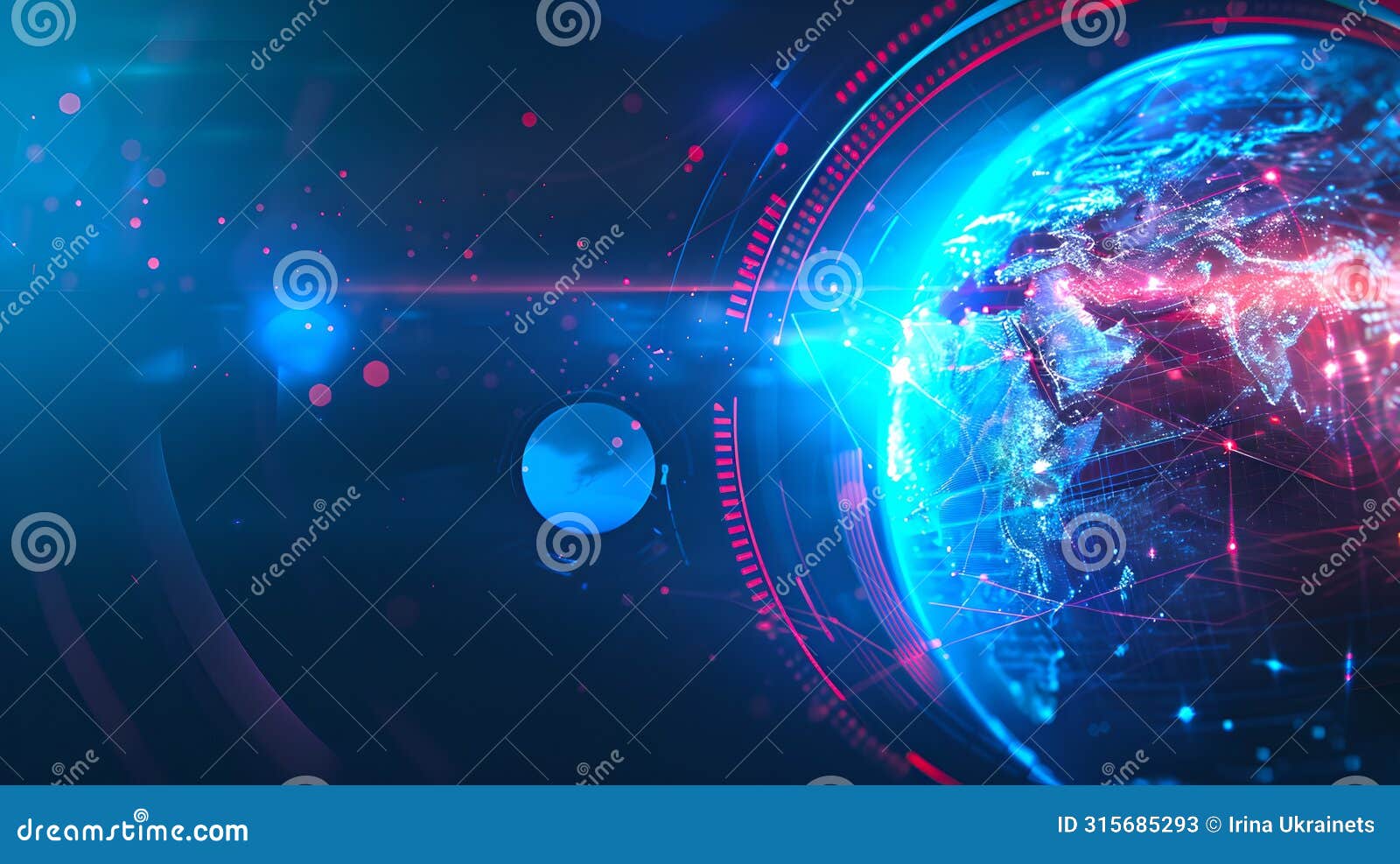 Futuristic Globe with Digital Interface and Dynamic Lines, Visualizing ...