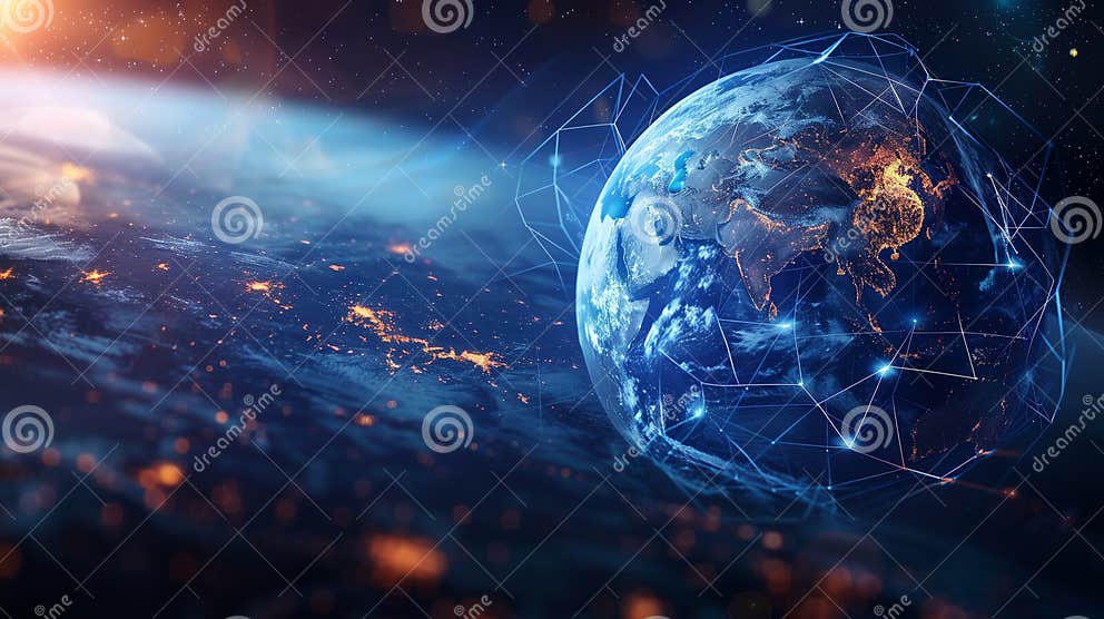 A Futuristic Globe with by Glowing Particles and Connecting Lines ...