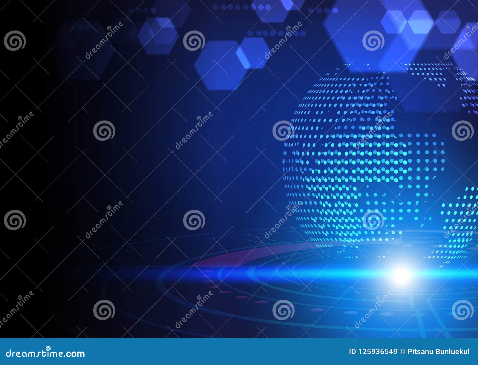 Futuristic Globe and Hexagons, Technology Concept Stock Vector ...