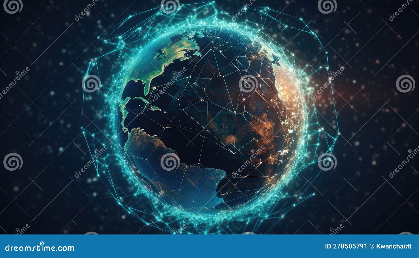 Futuristic Globe View from Space Digital Transformation Concept ...