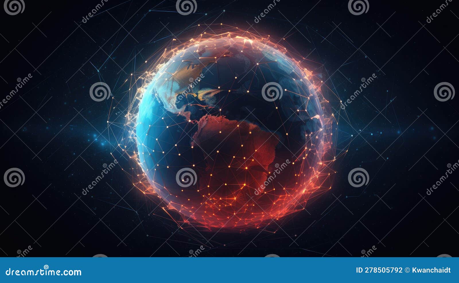 Futuristic Globe View from Space Digital Transformation Concept ...