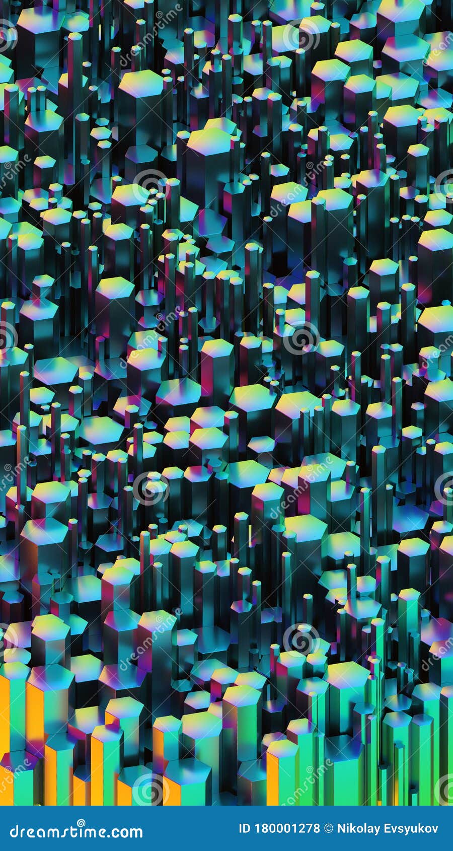 Futuristic Glossy Iridescent Colorful Gradient Bright Hexagonal or ...