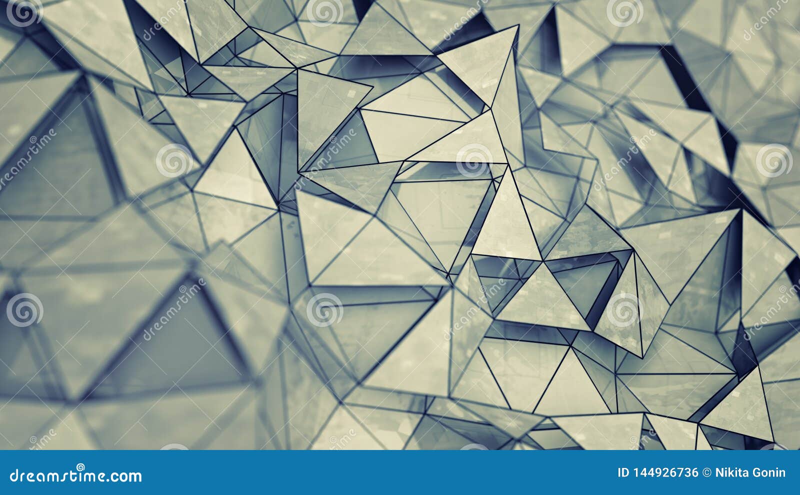 Futuristic Glossy Polygonal Construction 3D Render Illustration Stock ...