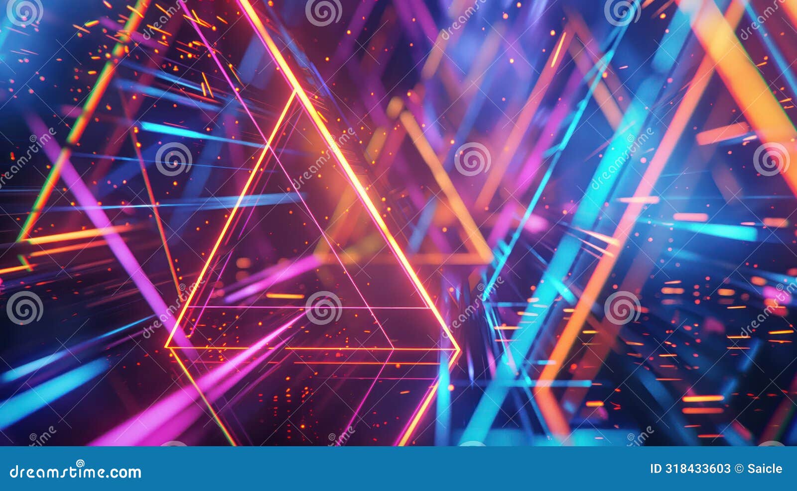 Futuristic Glow Neon Triangles Abstract Tech Background. Generative AI ...