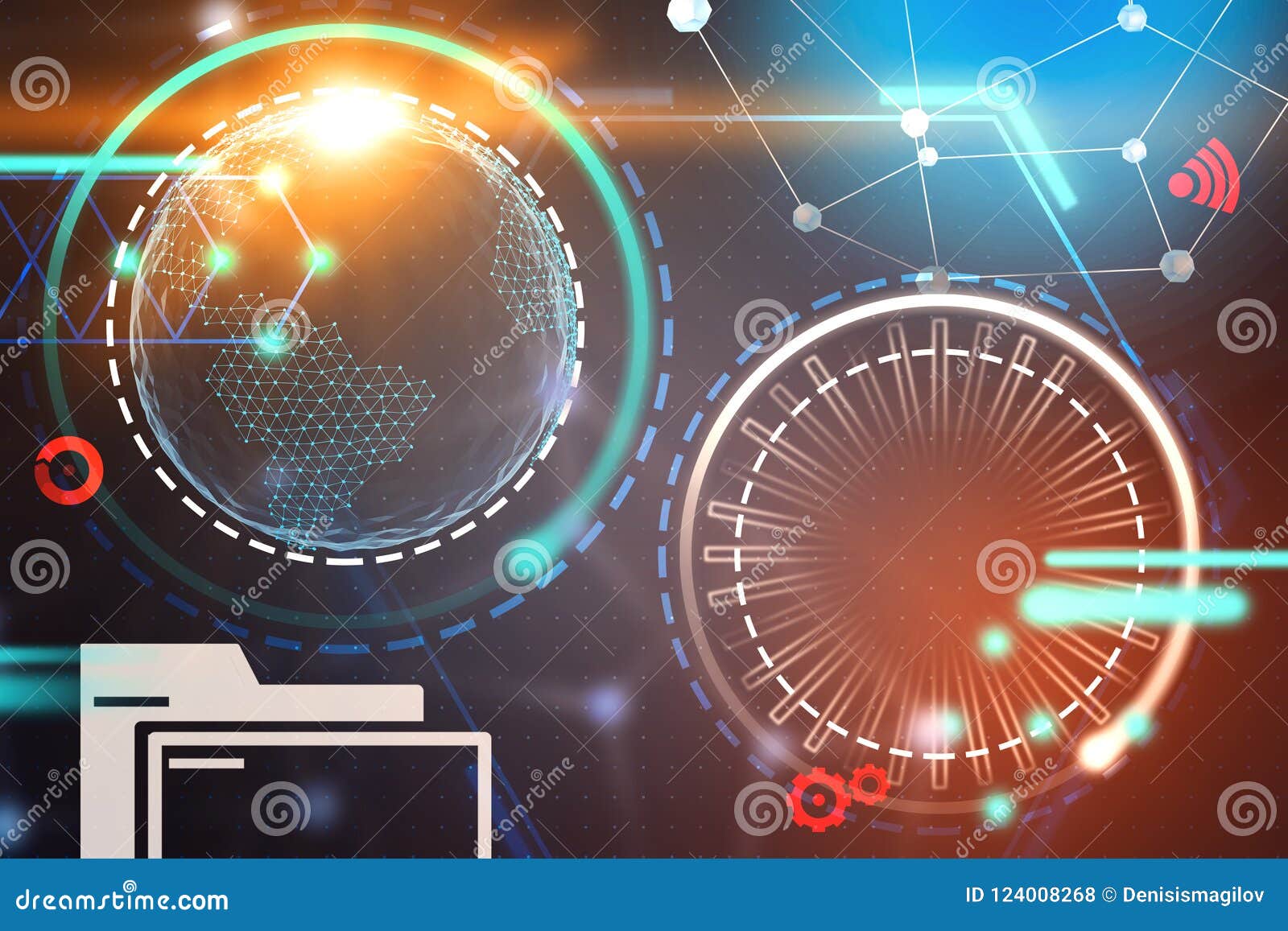 Futuristic Glowing Abstract Interface HUD Sunlight Stock Illustration ...