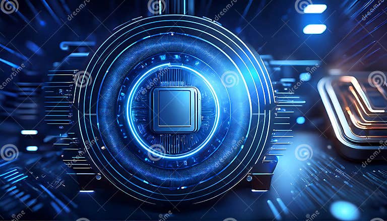 Futuristic, Glowing Blue, Circular Device with Intricate Details and a ...