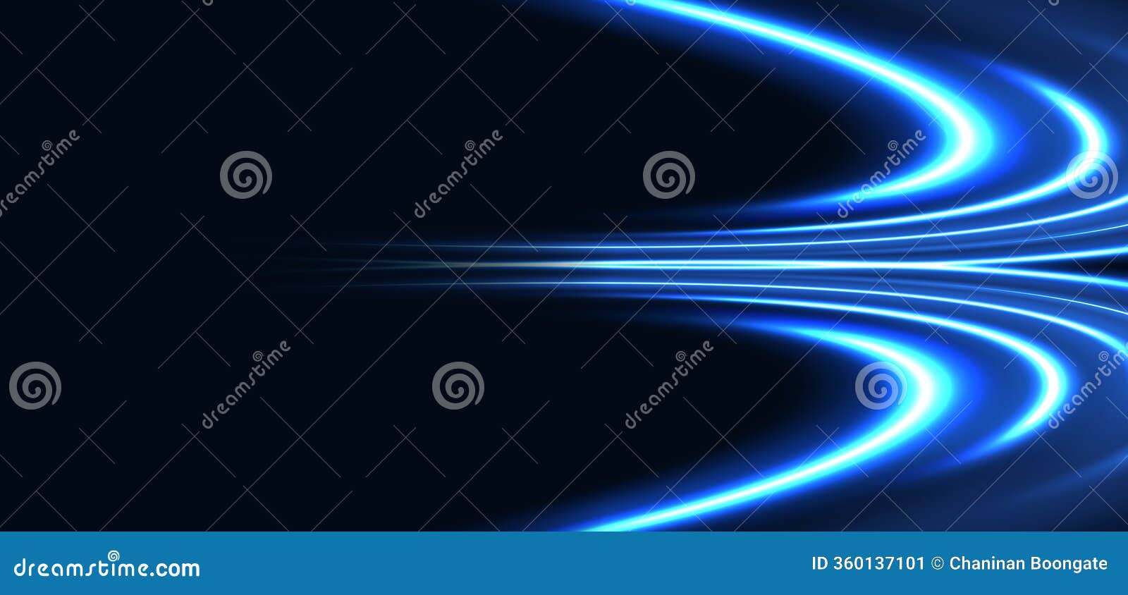 Futuristic Glowing Blue Curved Rays on Dark Blue Background Stock ...