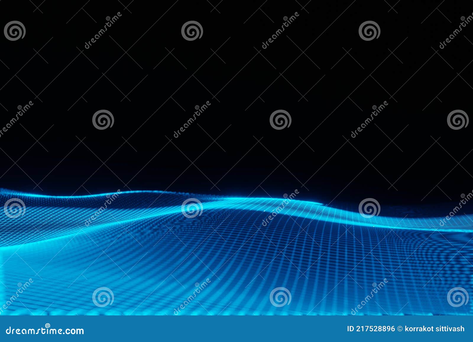Futuristic Glowing Blue Energy Wave Animation Digital 3d Rendering ...