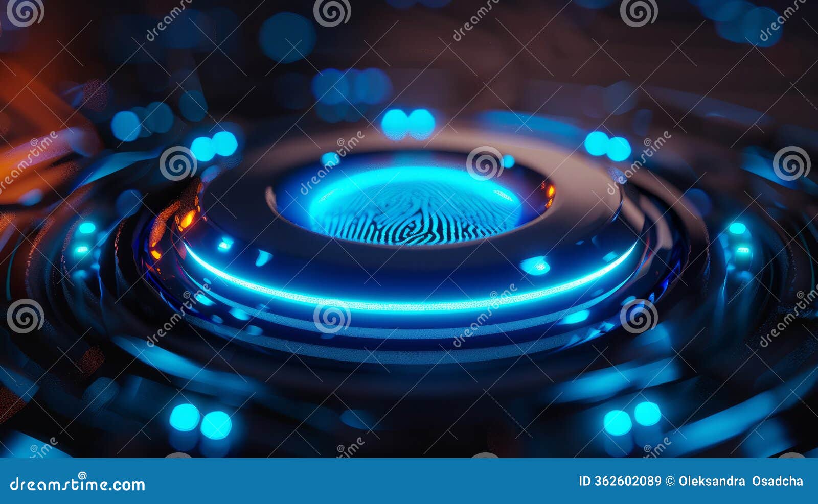 A Blue Fingerprint Is Shown In The Center Of A Circle Stock Photography ...