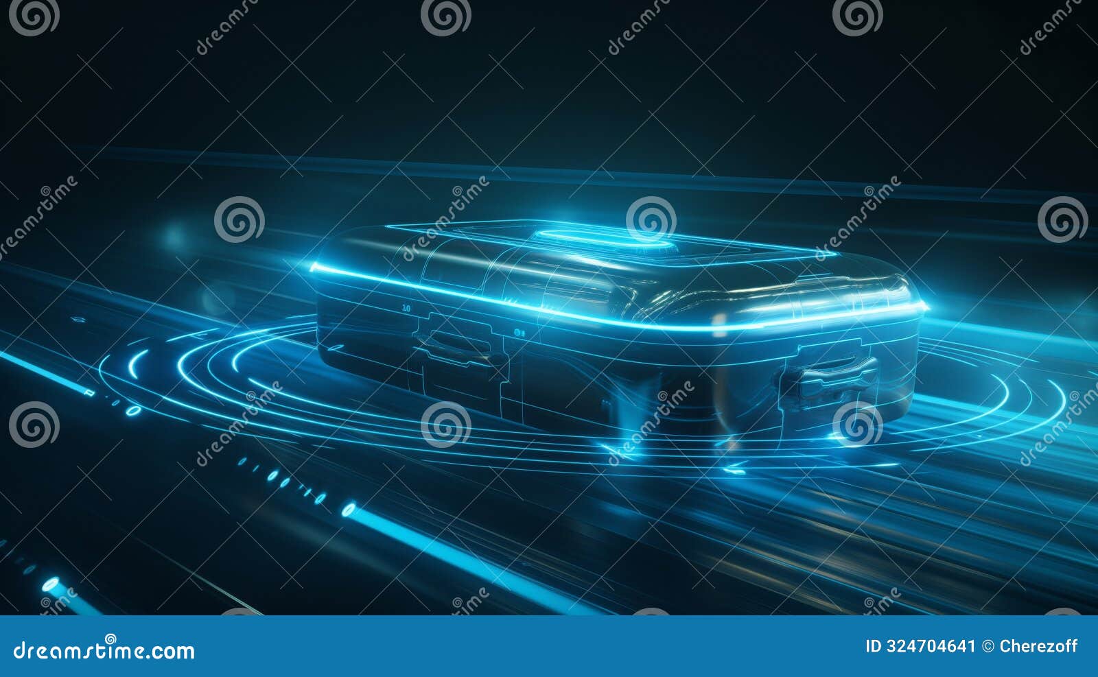 Futuristic Glowing Box in a Digital Environment Stock Image - Image of ...