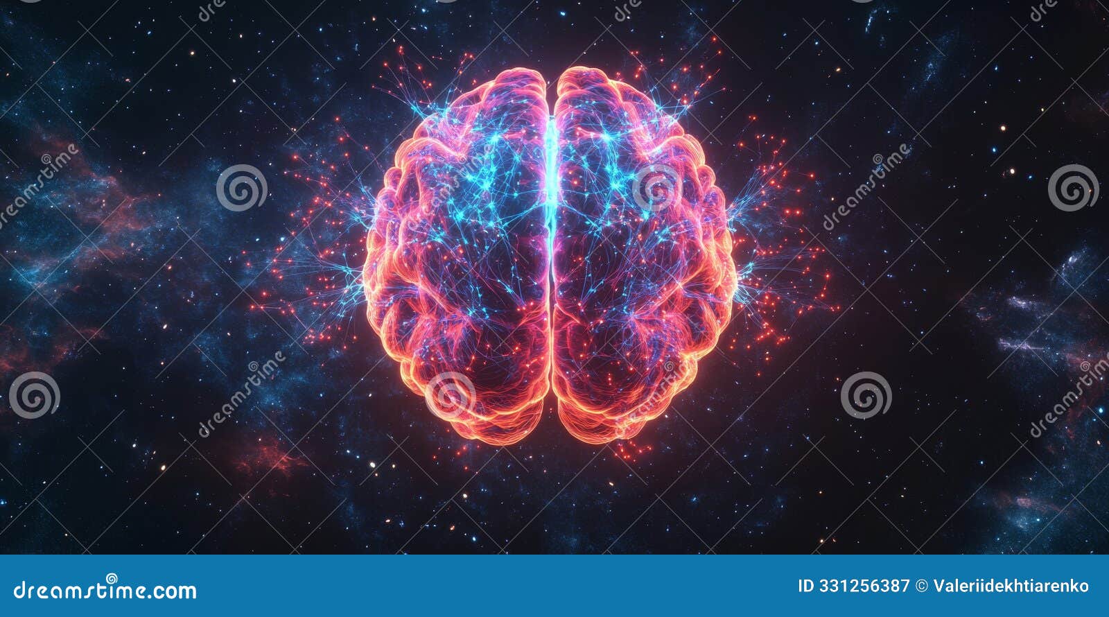 Futuristic Glowing Brain with Electric Neural Pathways in a Vibrant ...