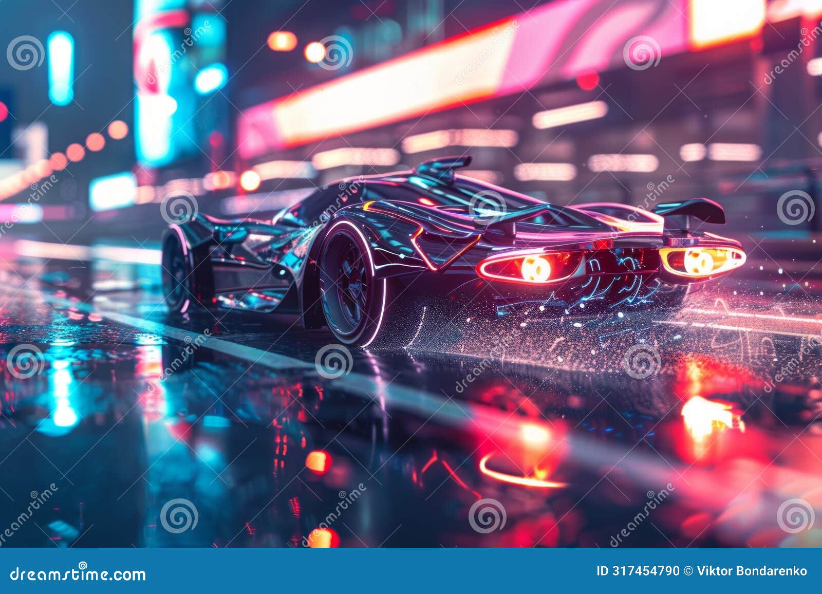 Glowing Car Made of 3d Triangular Polygons Stock Photo - Image of ...