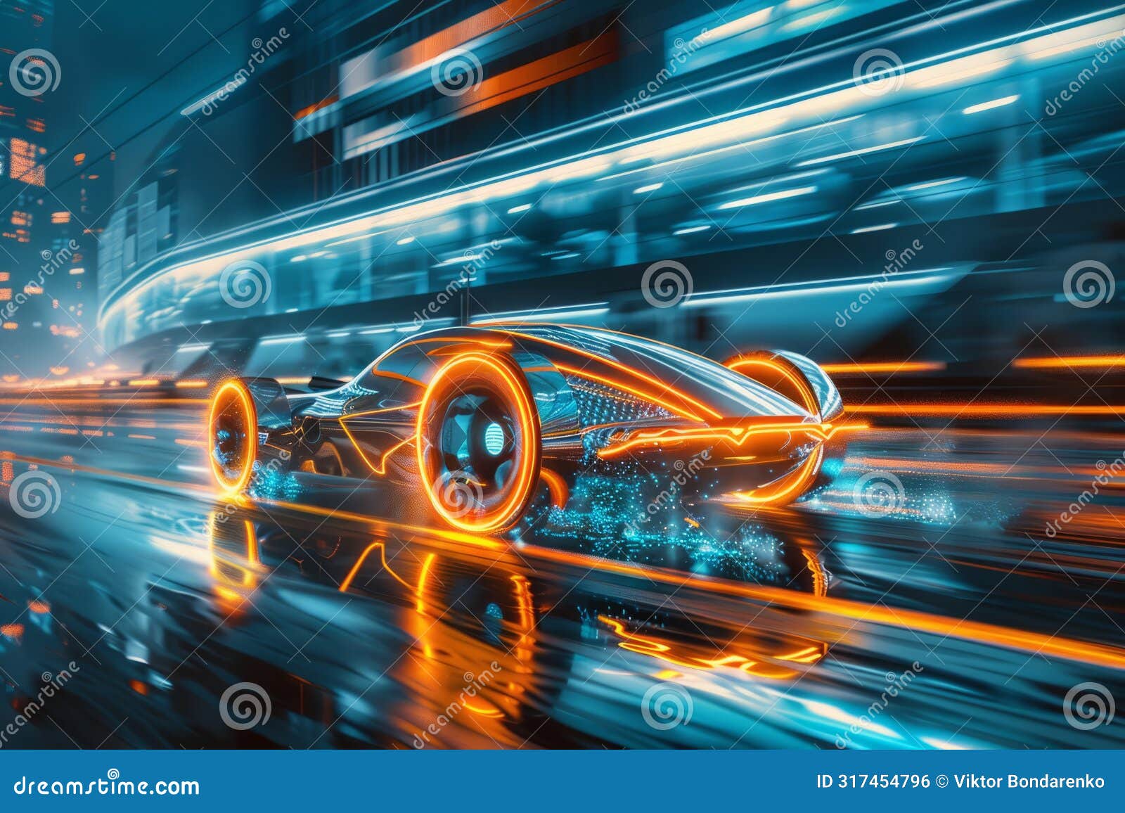 Glowing Car Made of 3d Triangular Polygons Stock Photo - Image of ...