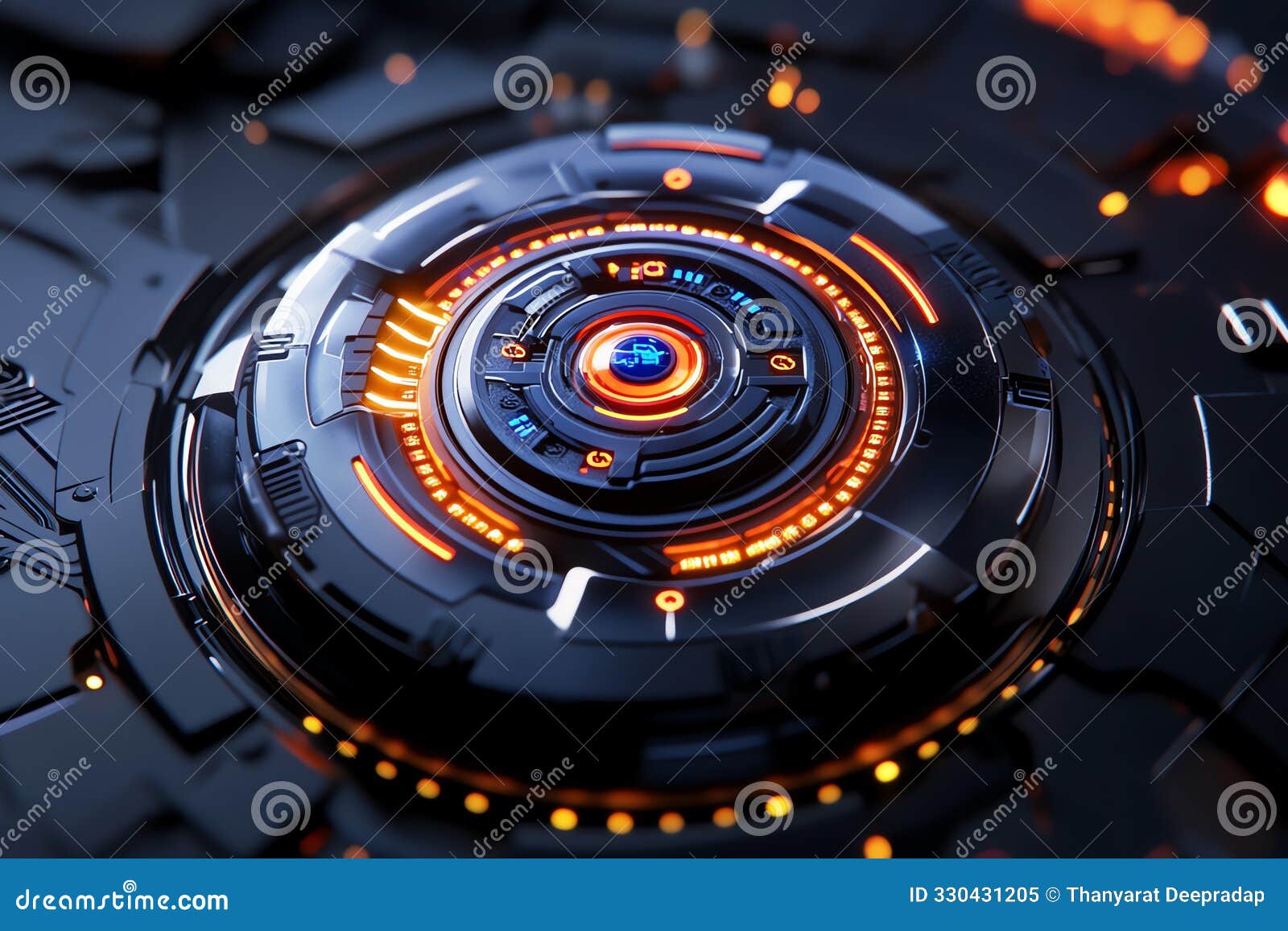 Futuristic Glowing Circular Interface with Intricate Design ...