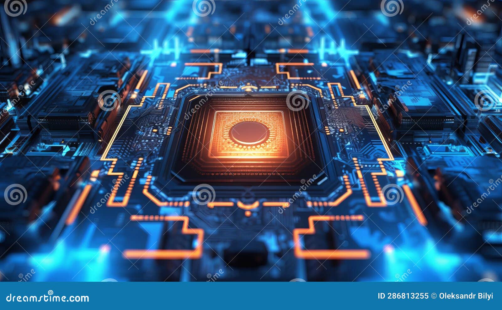 Quantum Computing with Futuristic Design Stock Illustration ...