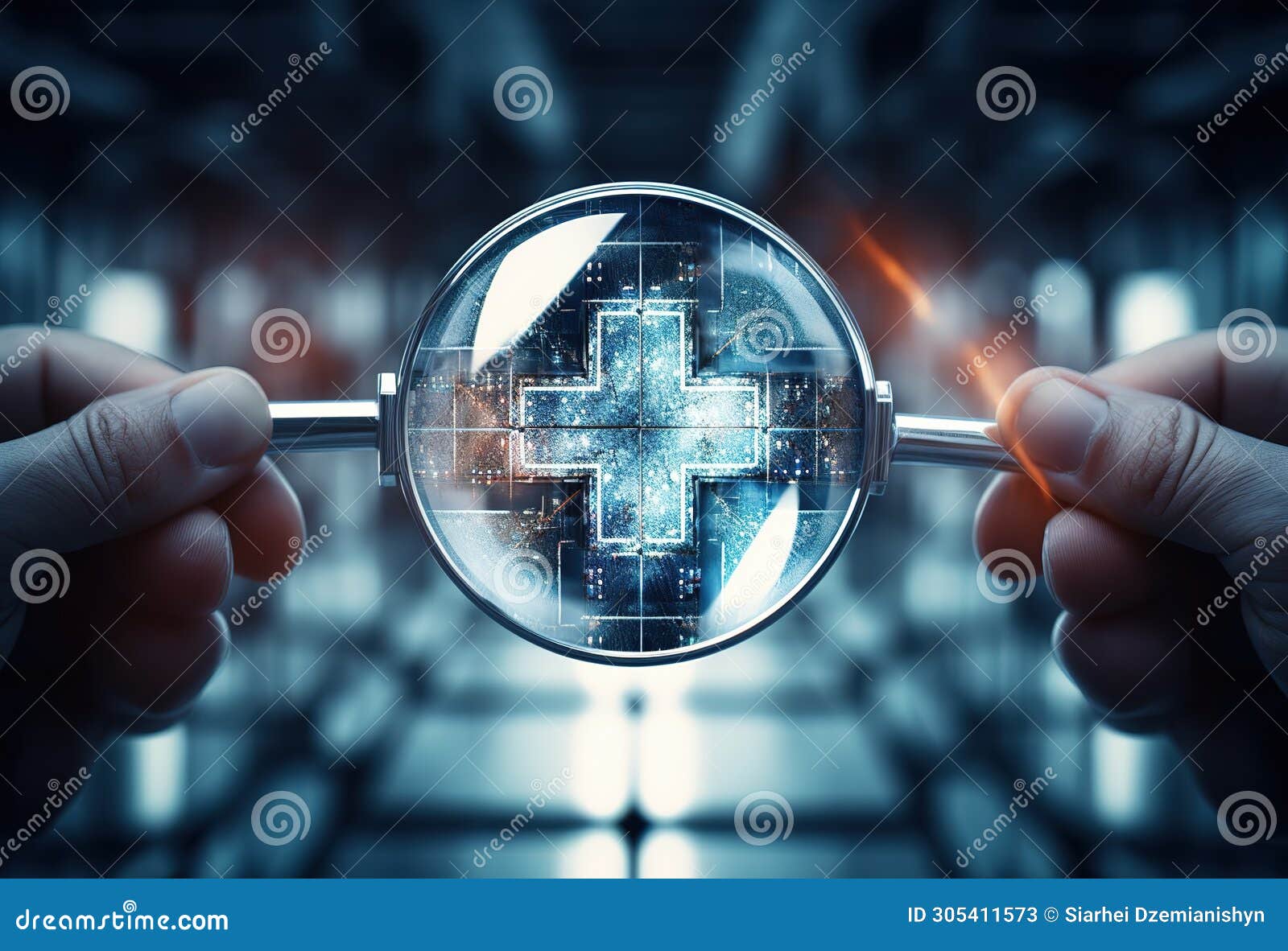 Futuristic Glowing Cross on a Dark Background - a Mixture of ...