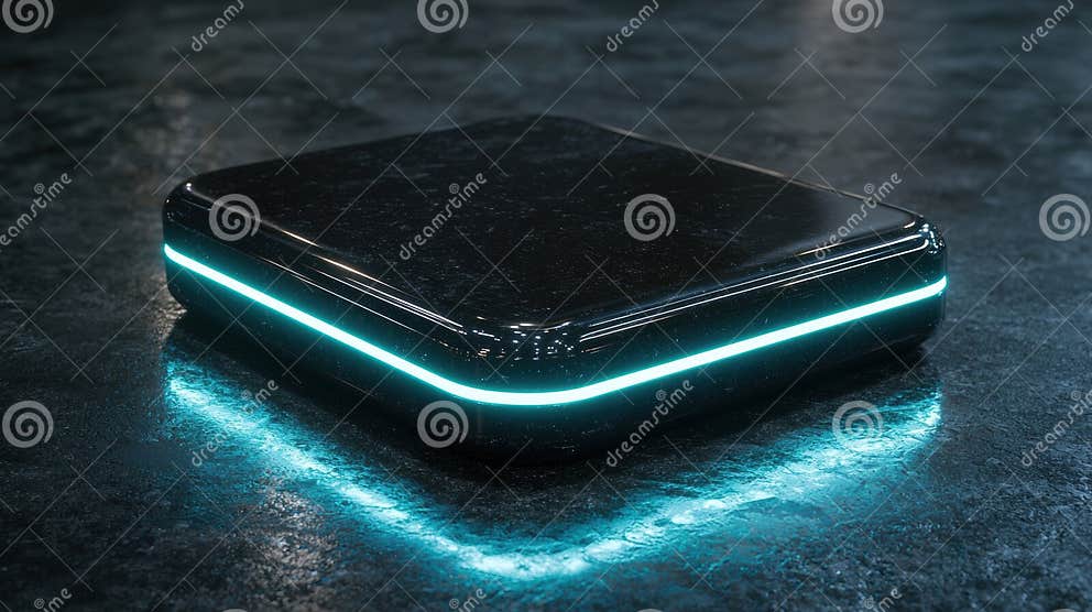 Futuristic Glowing Device on Dark Surface Stock Illustration ...