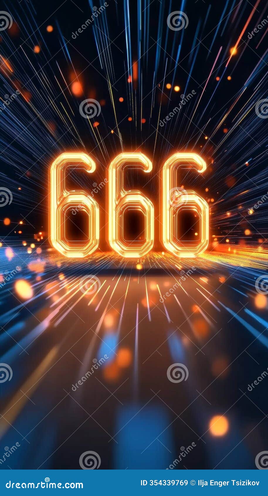 Futuristic Glowing Digital Number 666 on Abstract Background, 666 ...