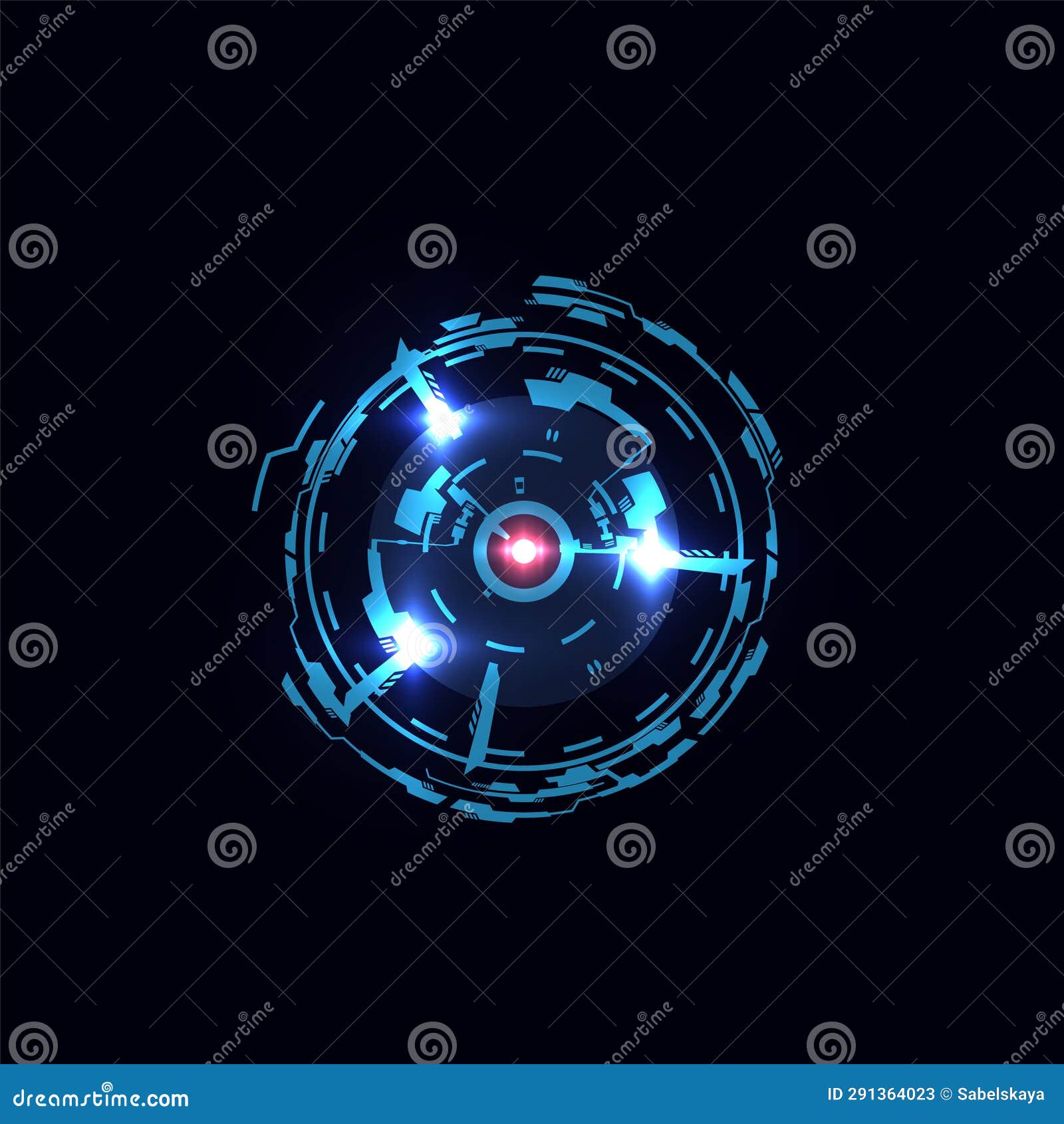 Futuristic Glowing Game Frame, Vector Digital Round Border Simulator on ...