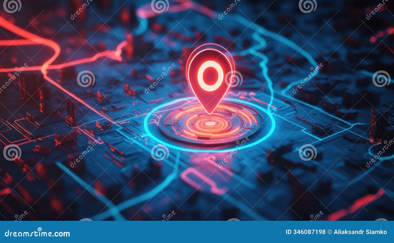 Futuristic Glowing GPS Location Icon on a Map Symbolizing Advanced ...