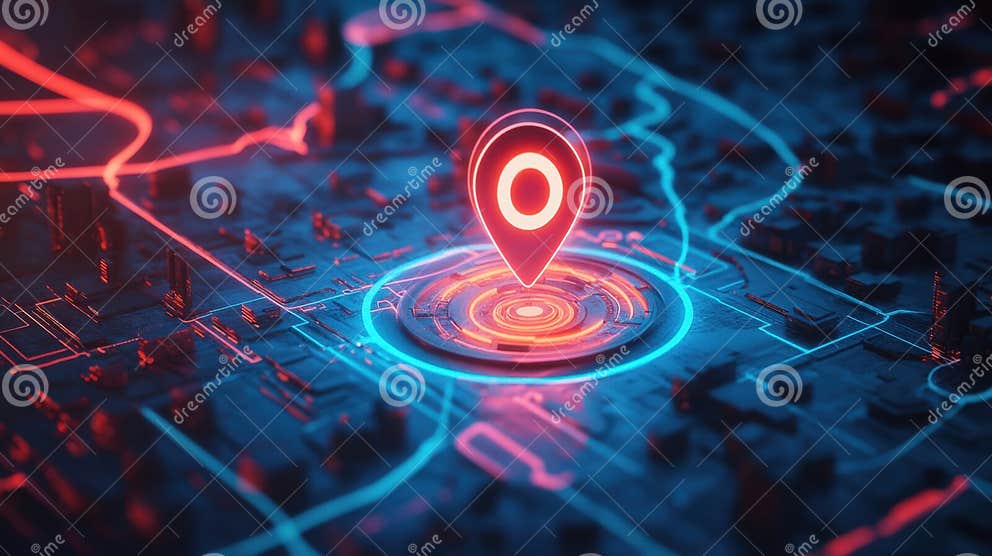 Futuristic Glowing GPS Location Icon on a Map Symbolizing Advanced ...