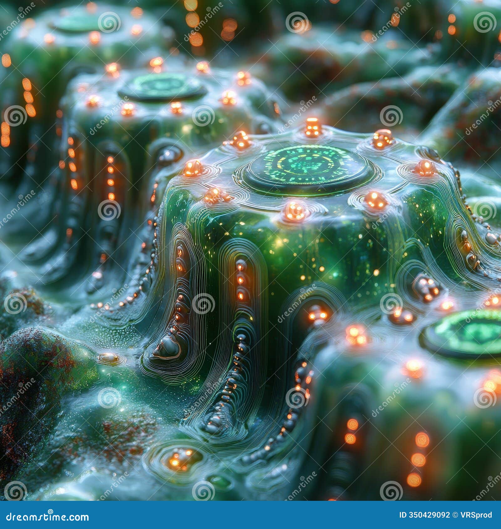 Futuristic Glowing Green Structures in Sci-fi Setting Stock Photo ...