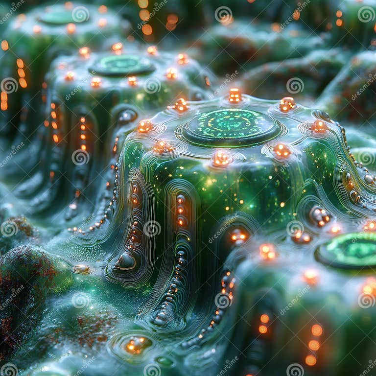 Futuristic Glowing Green Structures in Sci-fi Setting Stock Photo ...