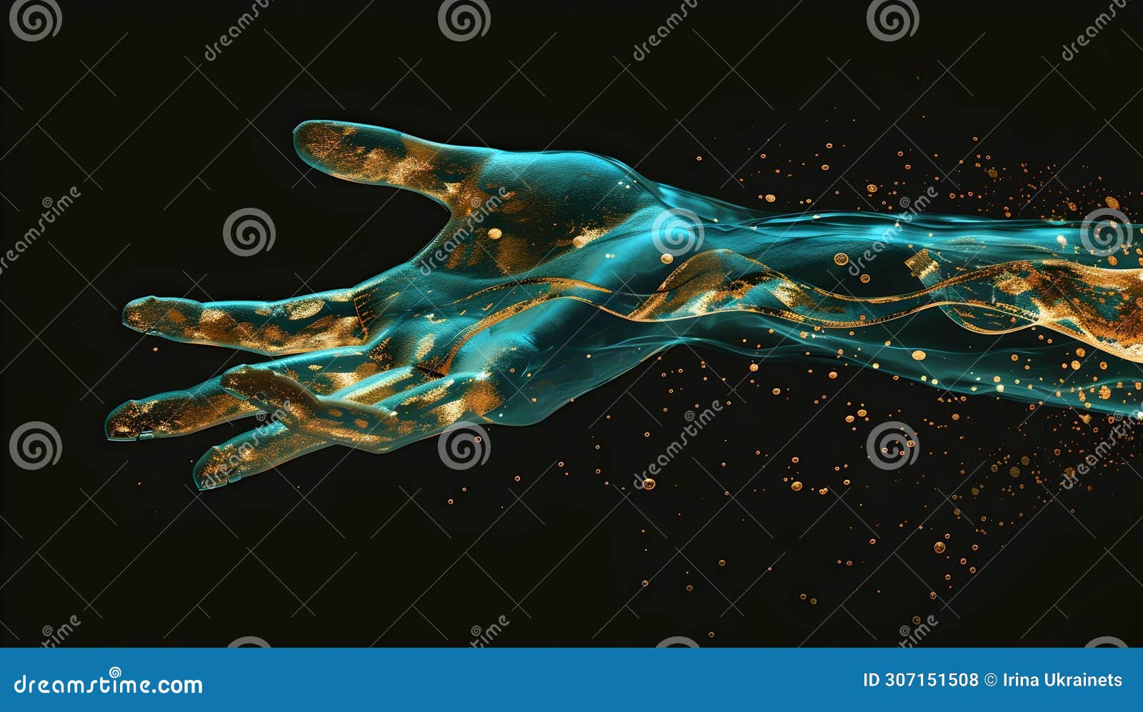 Futuristic Glowing Hands Extending Forward in Digital Space. Conceptual ...