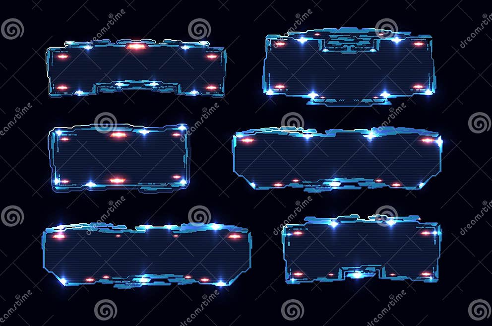 Futuristic Glowing High Tech Technology Frames Vector Set, Digital ...