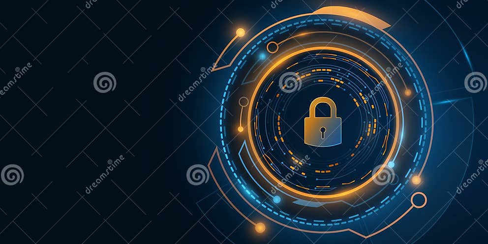 Futuristic Glowing HUD Display with Lock Icon. User Data Security ...