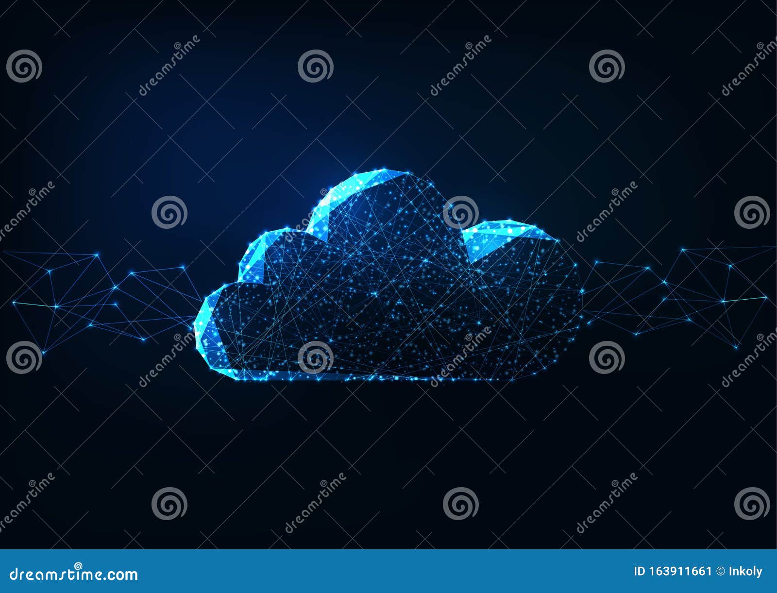 Futuristic Glowing Low Polygonal Cloud Computing Technologies Concept ...