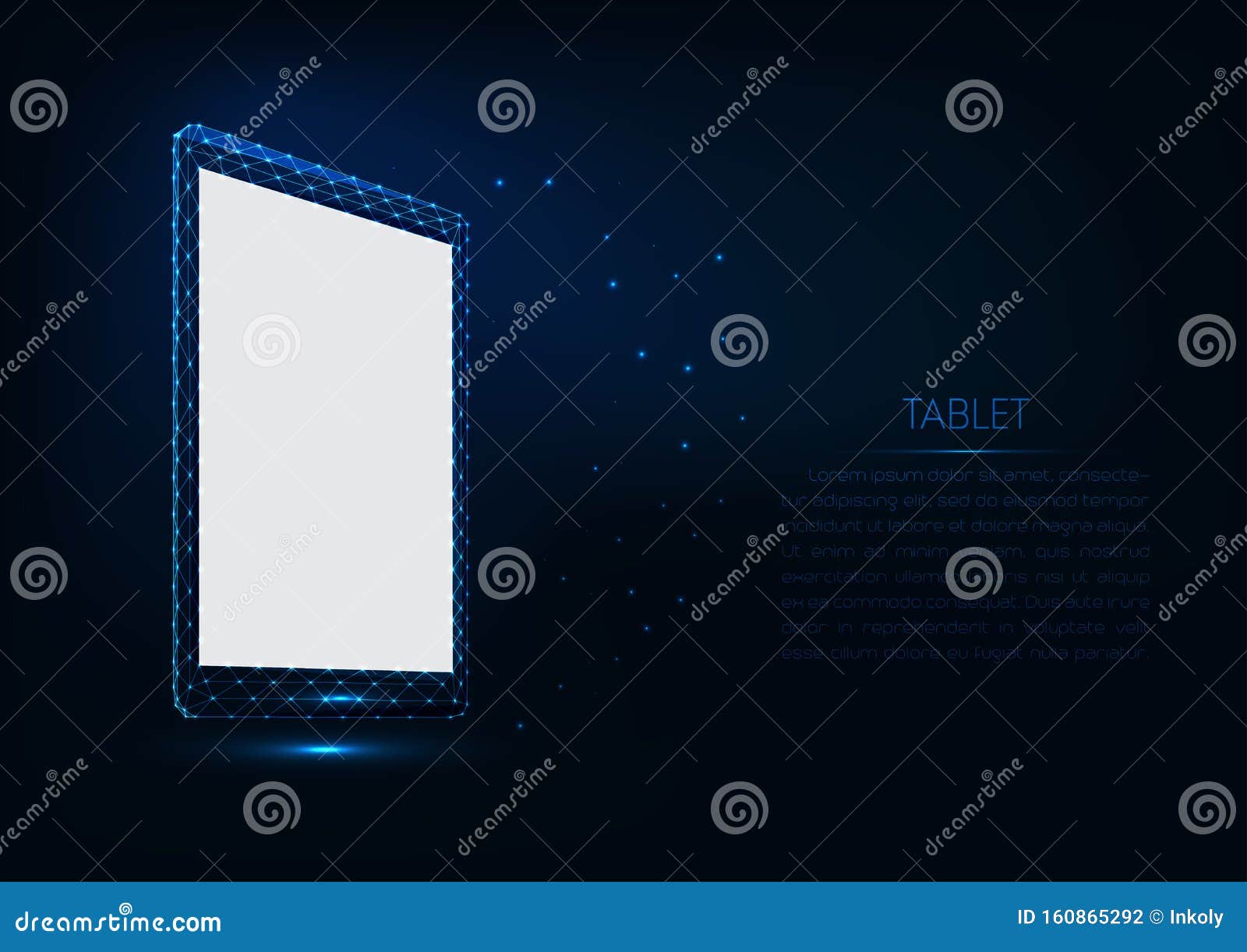 Futuristic Glowing Low Polygonal Vector Tablet Mockup with White Screen ...