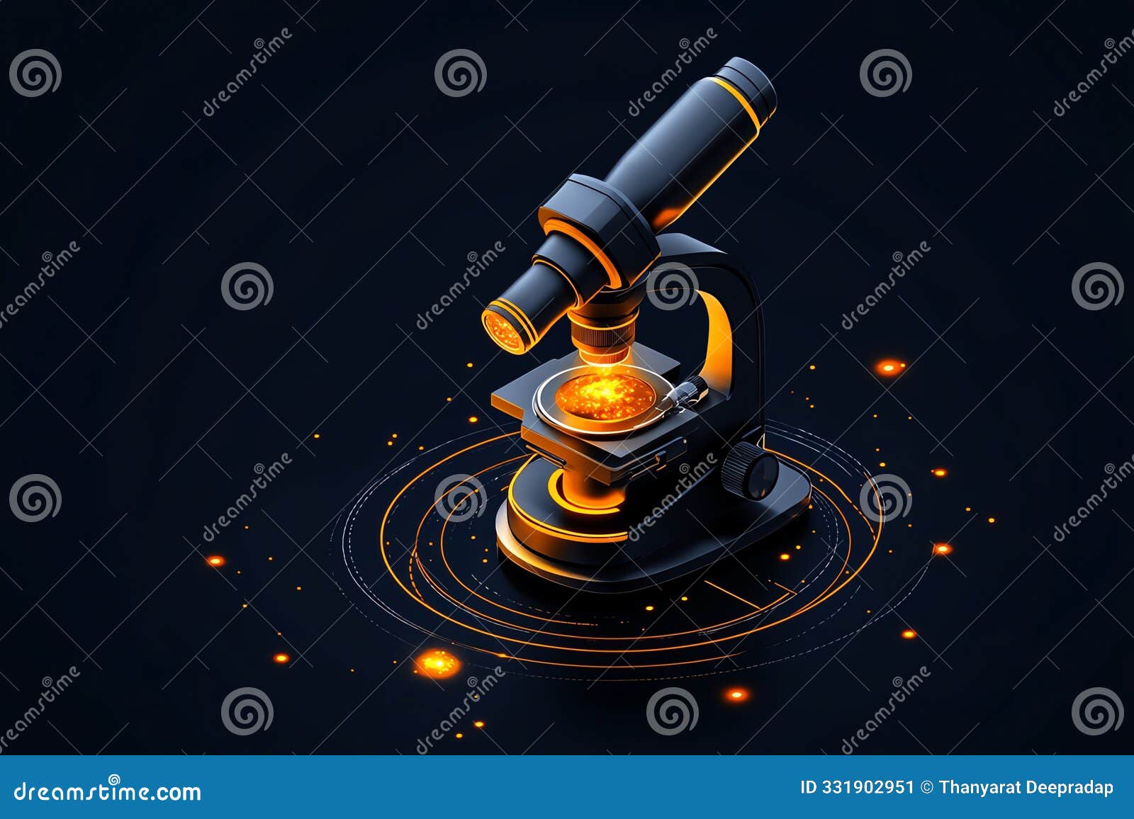 A Futuristic, Glowing Microscope with Abstract Glowing Lines and ...