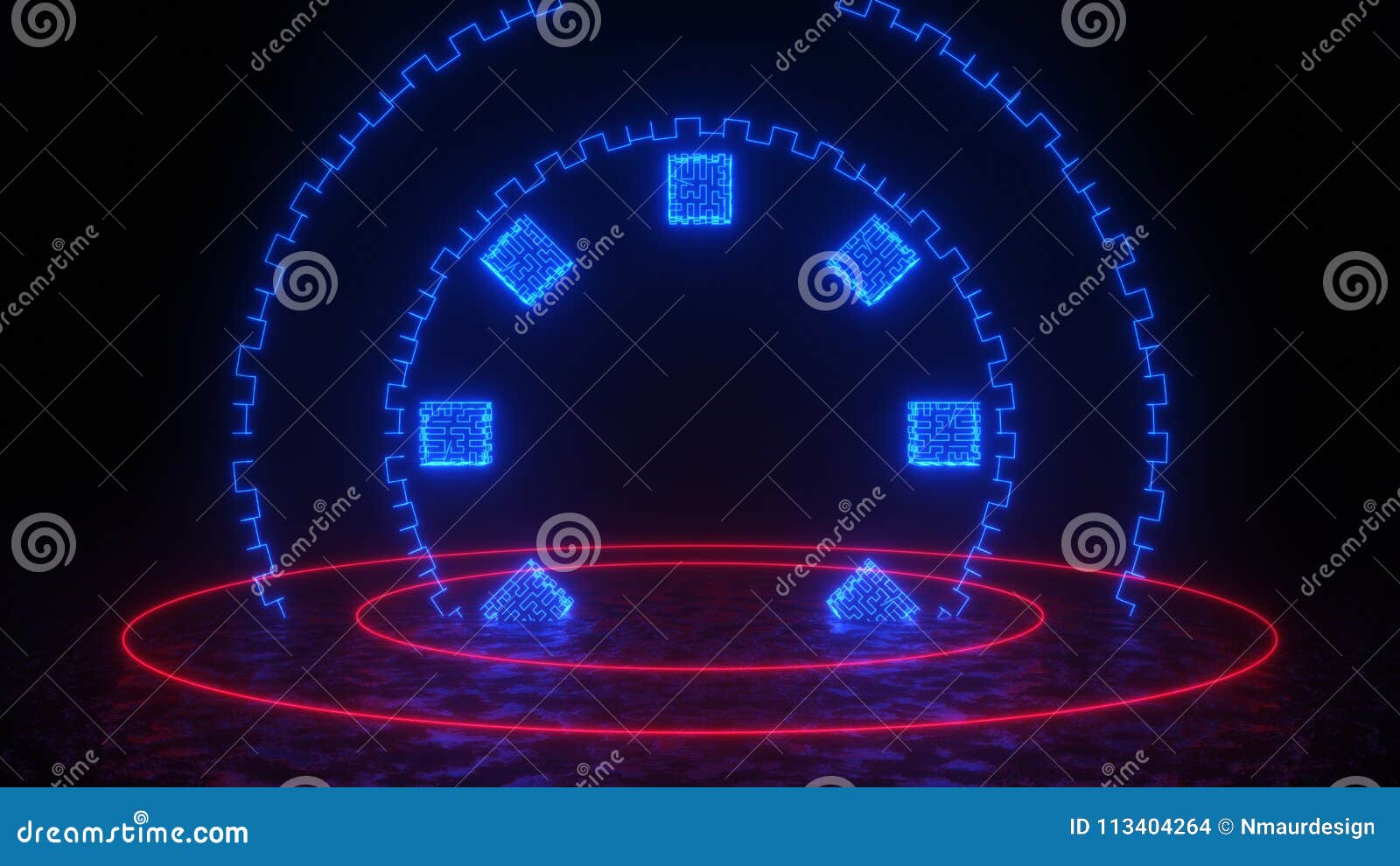 Futuristic glowing objects stock illustration. Illustration of glow ...