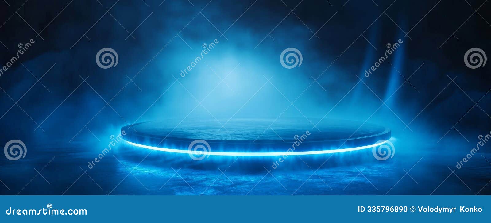 Futuristic Glowing Platform in Mist, Sci-fi Concept Stock Photo - Image ...